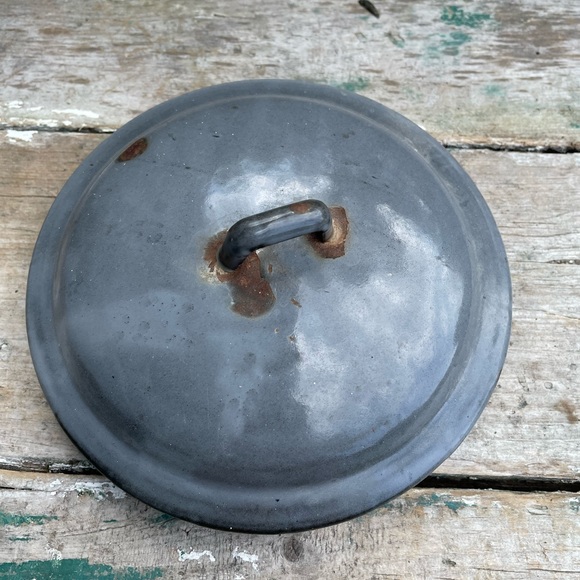 Kitchen | Vintage Gray Enamelware Lid For Pan Pot | Poshmark
